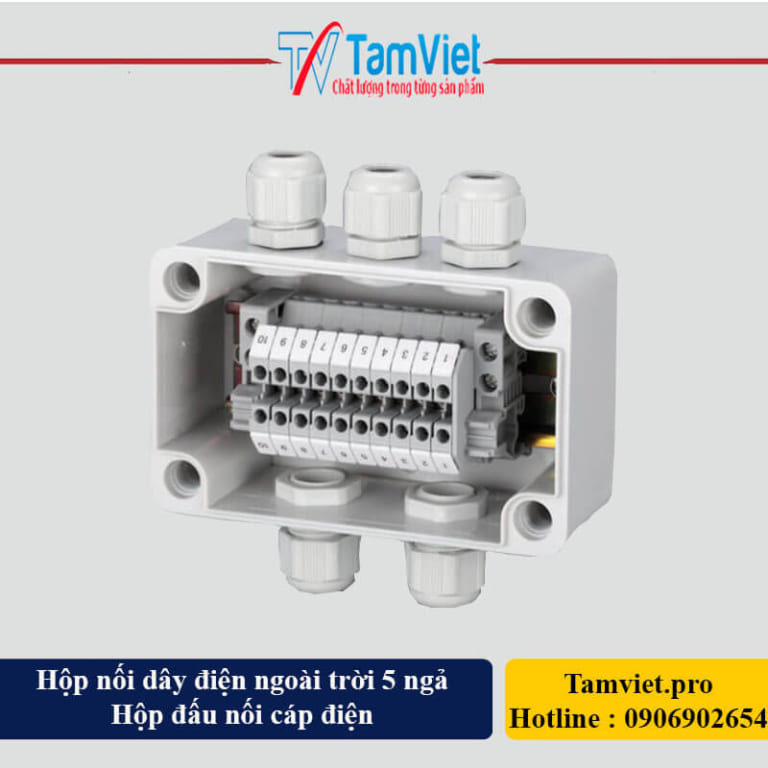 Hộp nối dây điện ngoài trời 5 ngả ,hộp đấu nối cáp điện