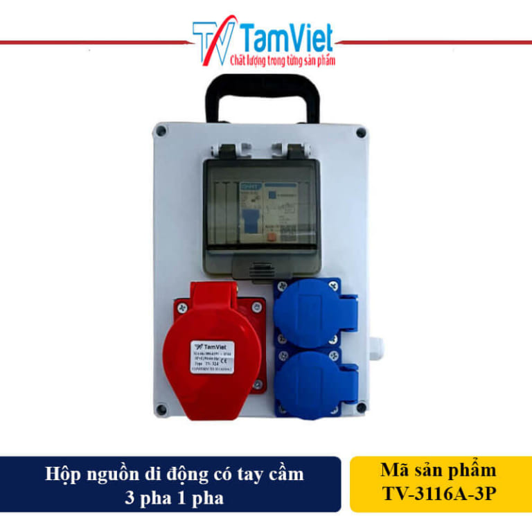 Hộp nguồn di động có tay cầm 3 pha 1 pha